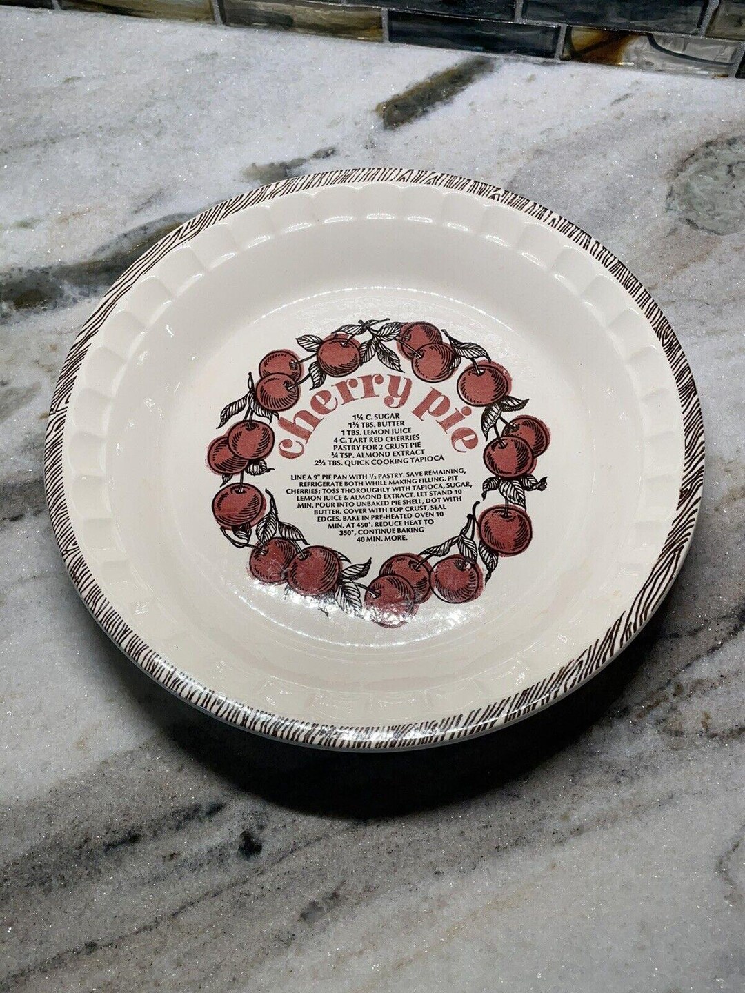 Vintage Cherry Pie Ceramic Plate Dish Recipe Baking Recipe - Etsy