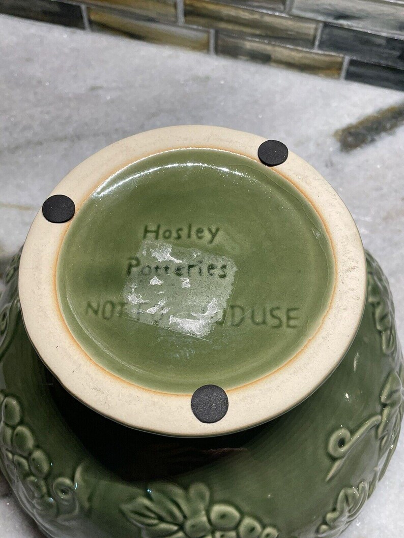 Vintage Hosley Pottery Potteries Planter 1930's Glazed Green Grape Vine ...