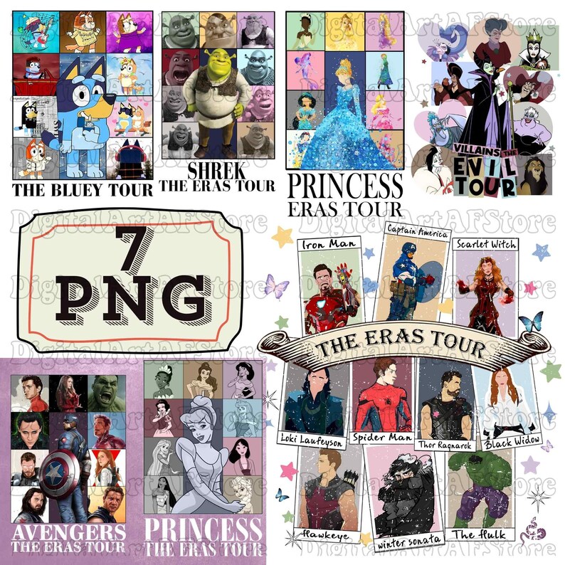 Cartoon Character Tour PNG Bundle - Etsy