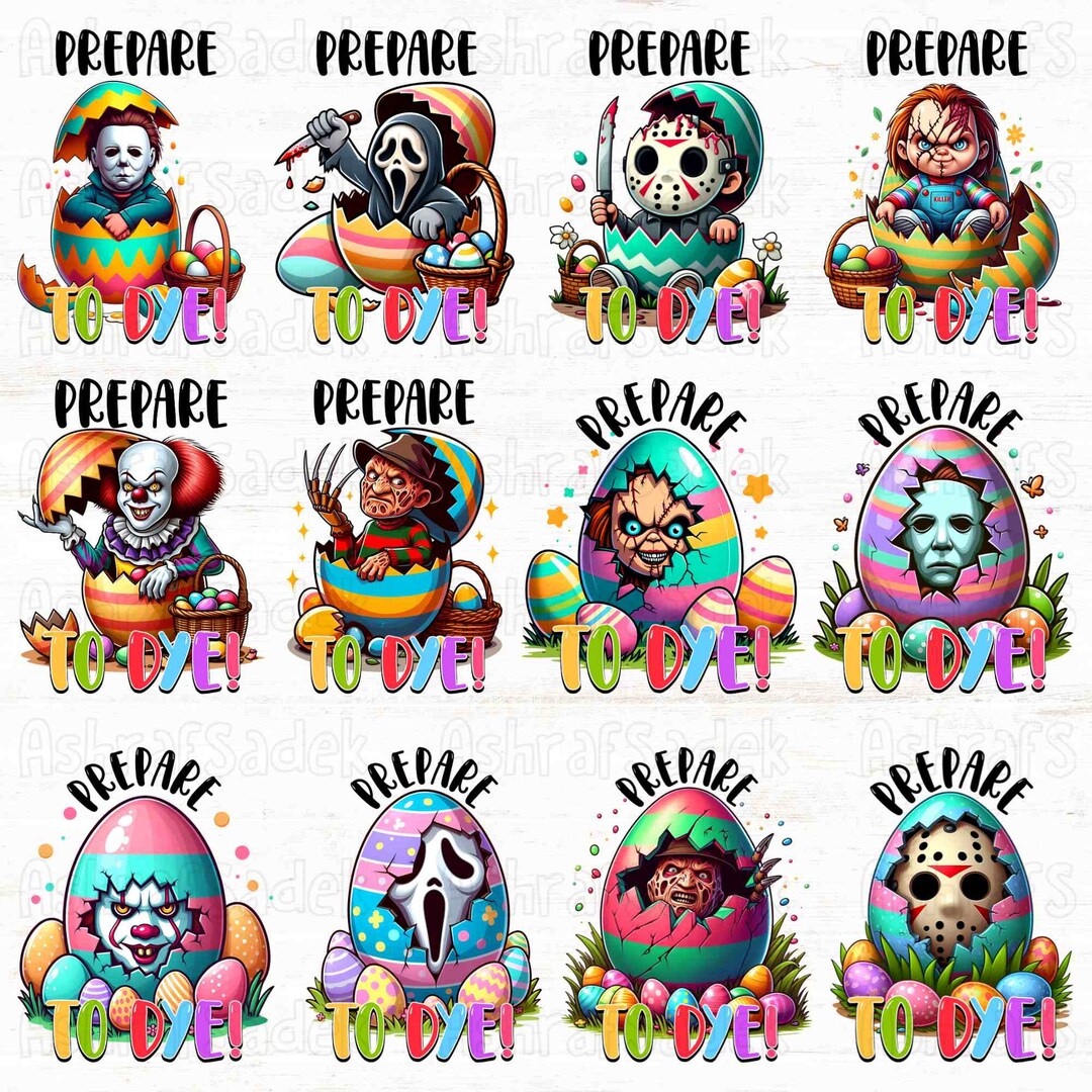 Killers Movie Chibi Prepare to Dye Easter Png Bundle, Horror Characters ...