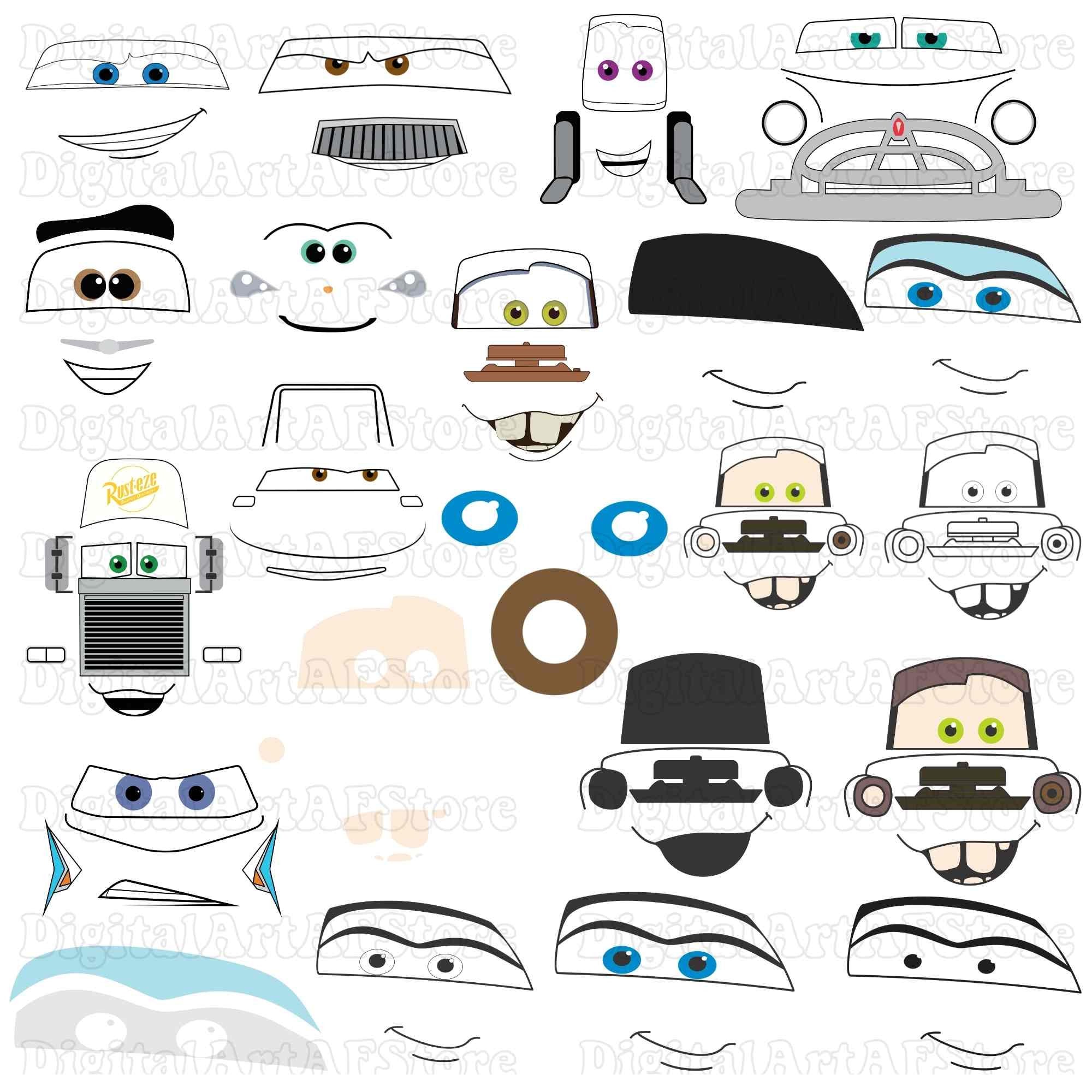 Cars Face Outline Svg Bundle, Cars Png, Cars Face Svg, Lightning ...