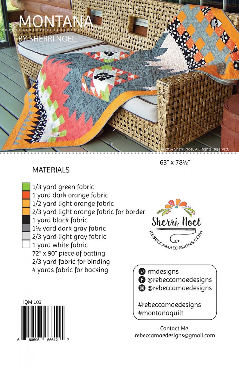 Montana Quilt Pattern by Sherri Noel for Rebecca Mae Designs 63 X 78 - Etsy