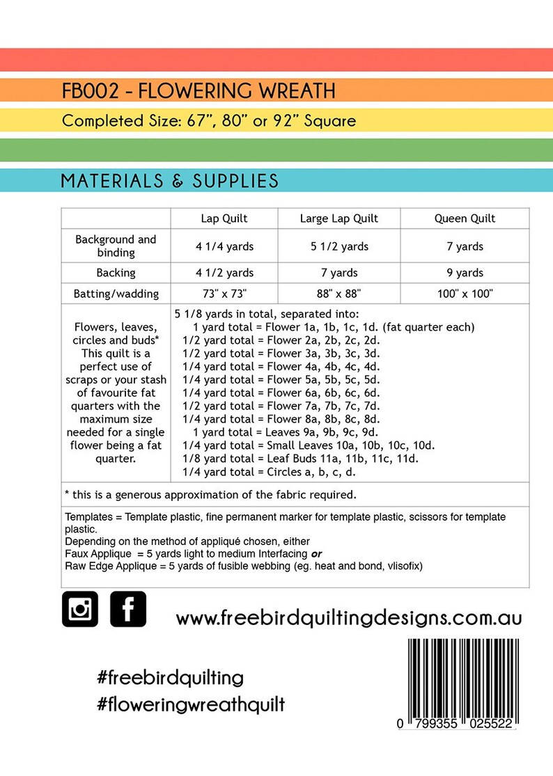 Flowering Wreath Quilt Pattern by Carolyn Murfitt for Free Bird ...