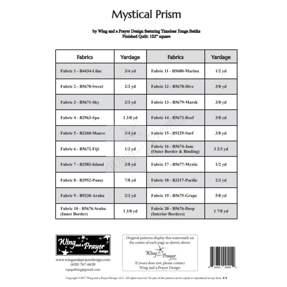 Mystical Prism Quilt Pattern From Wing and a Prayer Design Block of the ...