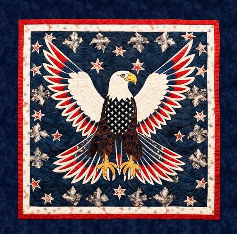 American Tapestry Eagle Blocks Navy 30866 -N by Morris Creative for QT ...