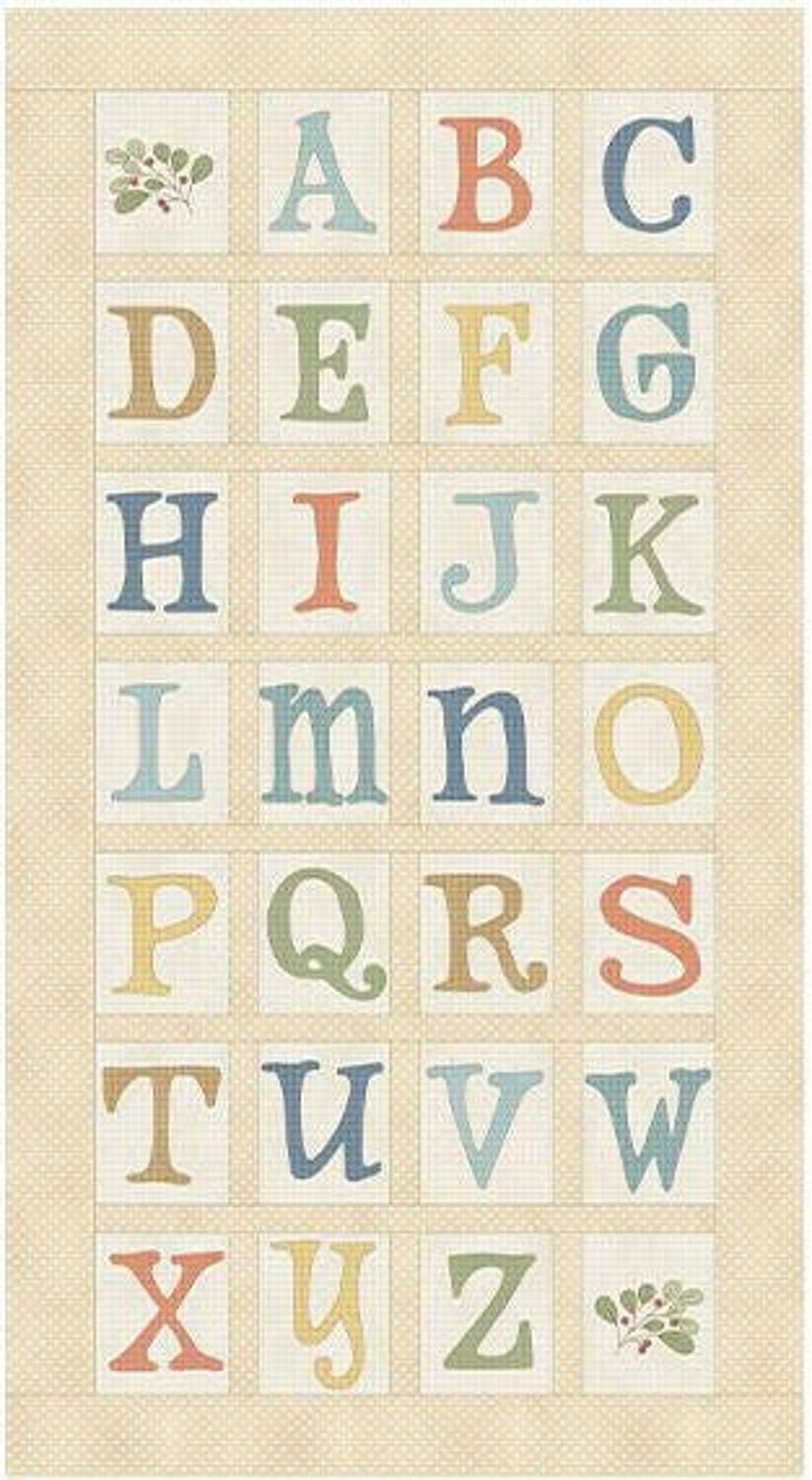 ABC Alphabet Panel Tan/multi Benartex 24 X 44 Inch - Etsy