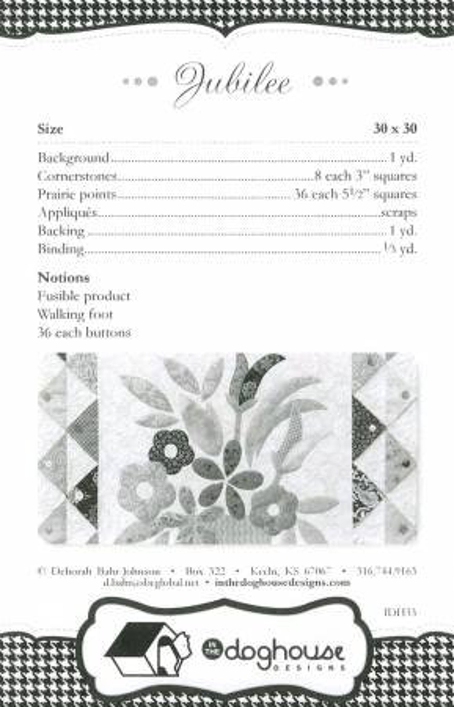 Jubilee Quilt Pattern From in the Doghouse Designs by Deborah Bahr ...