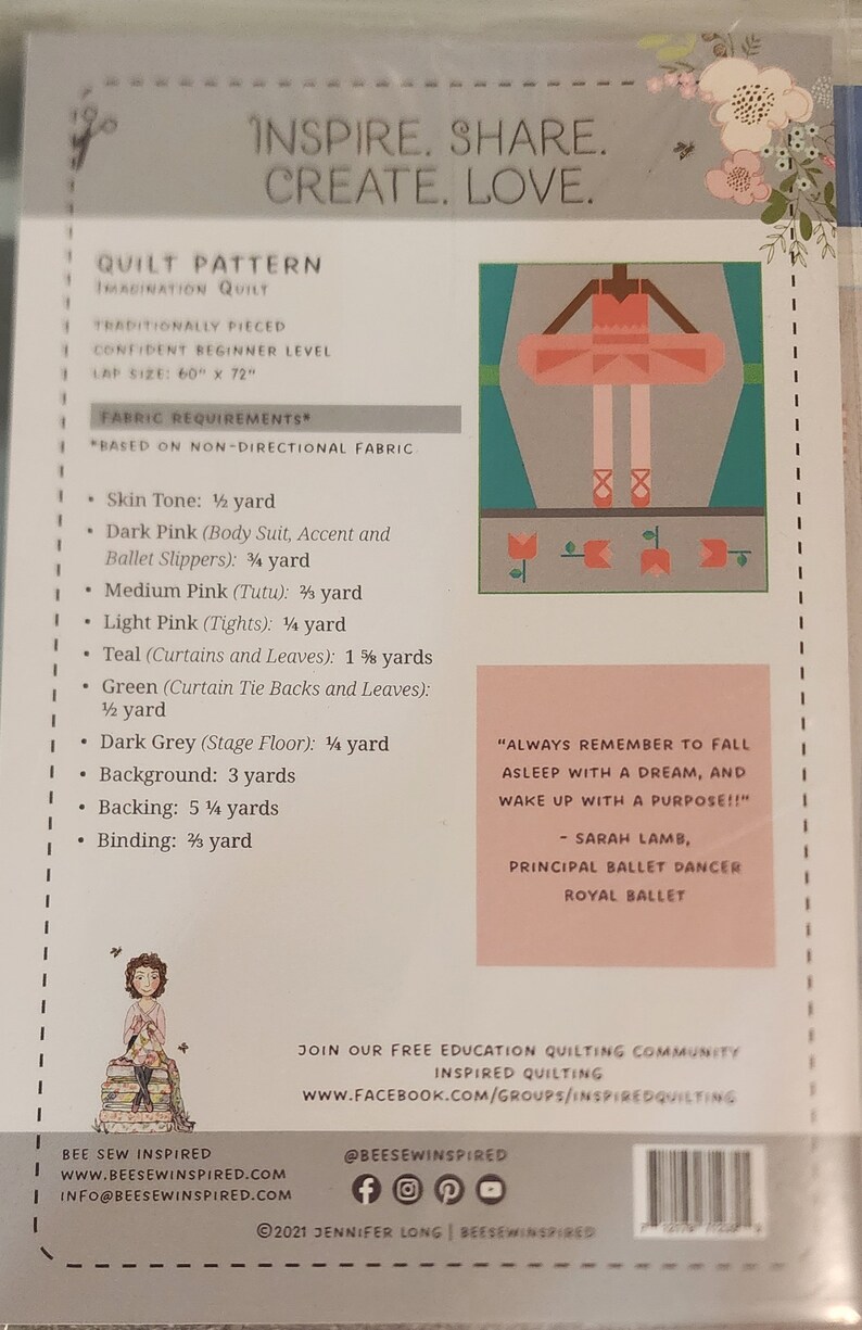 Be a Ballerina Lap Size Quilt Pattern by Jennifer Long From Sew A Story / Bee Sew Inspired - Etsy
