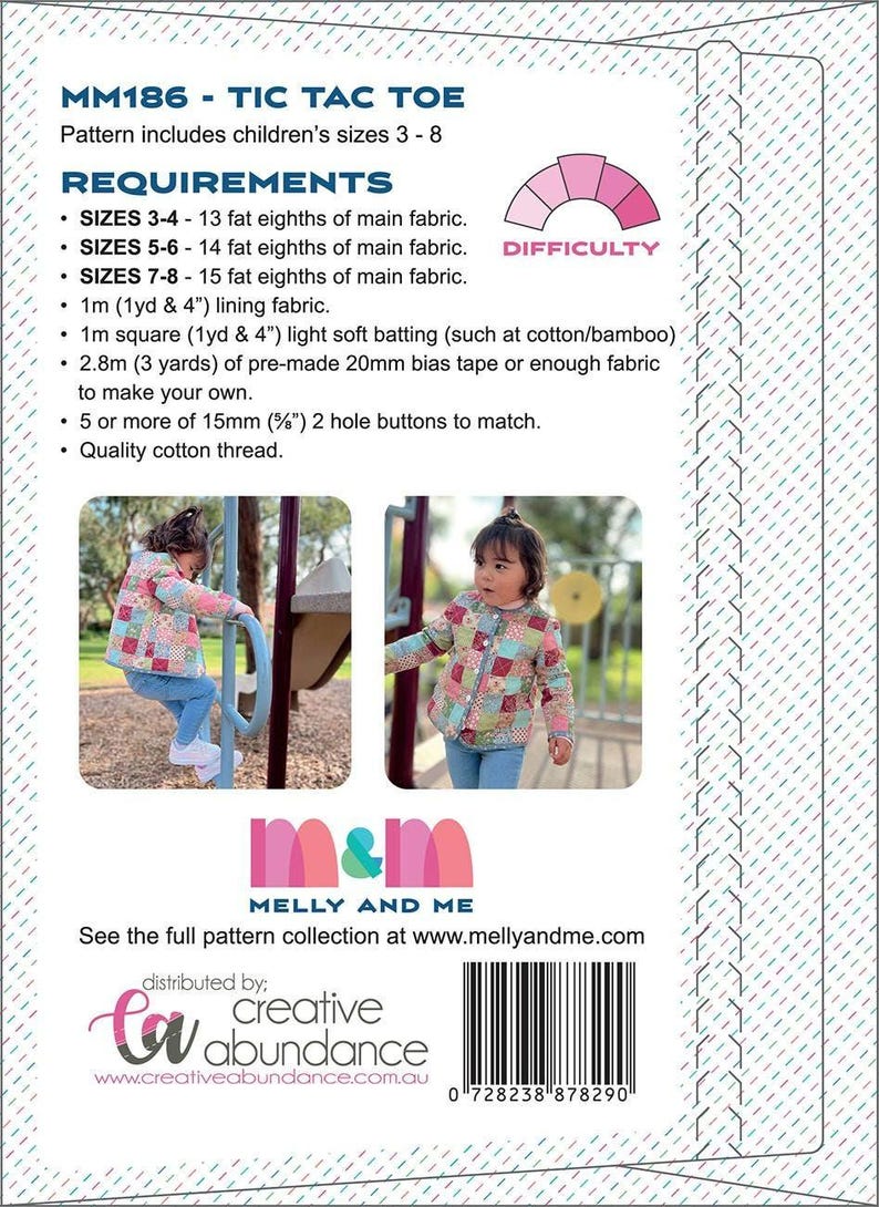 Tic Tac Toe Children's Patchwork Jacket Pattern From Melly & Me Kids Sizes 3-8 - Etsy