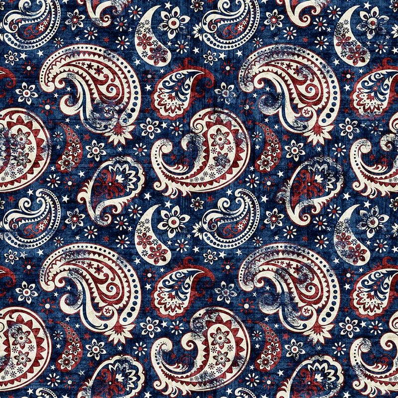 Navy Blue Paisley Fabric - Etsy