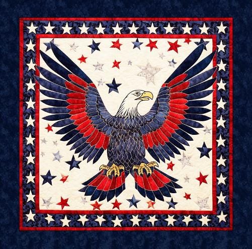 American Tapestry Eagle Blocks Navy 30866 -N by Morris Creative for QT ...