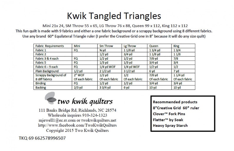 Kwik Tangled Triangle Quilt Pattern From Karie Jewell and Terry Chapman ...
