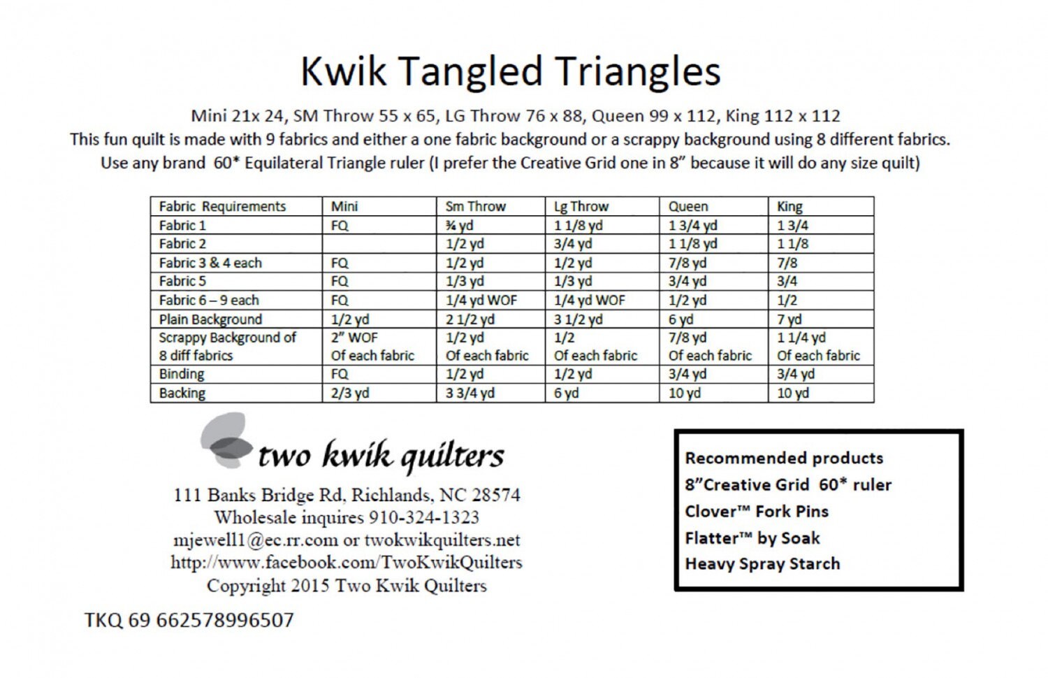 Kwik Tangled Triangle Quilt Pattern From Karie Jewell and Terry Chapman ...