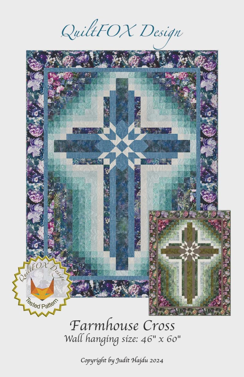 Farmhouse Cross Botanical Garden Quilt Pattern 46 X 60 From Quiltfox by ...