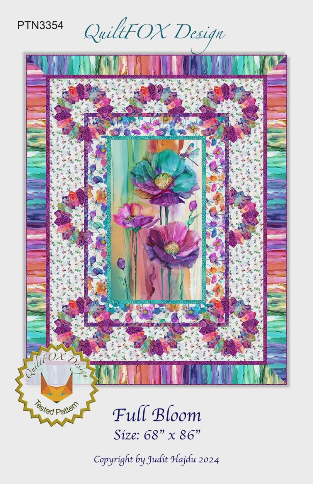 Full Bloom Panel Quilt Pattern 68 X 86 From Quiltfox by Judit Hadju - Etsy
