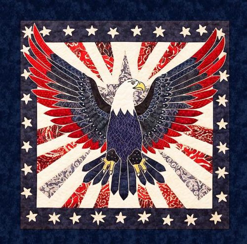 American Tapestry Eagle Blocks Navy 30866 -N by Morris Creative for QT ...