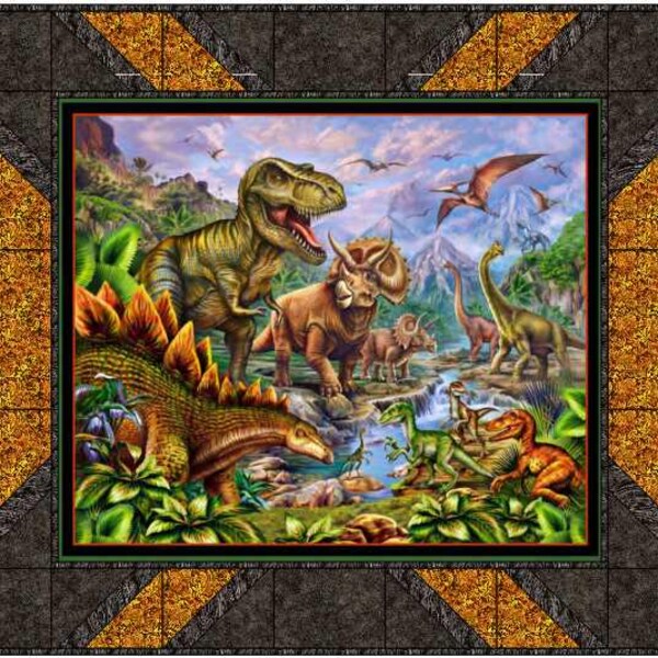 Dinosaur Quilt Panel - Etsy