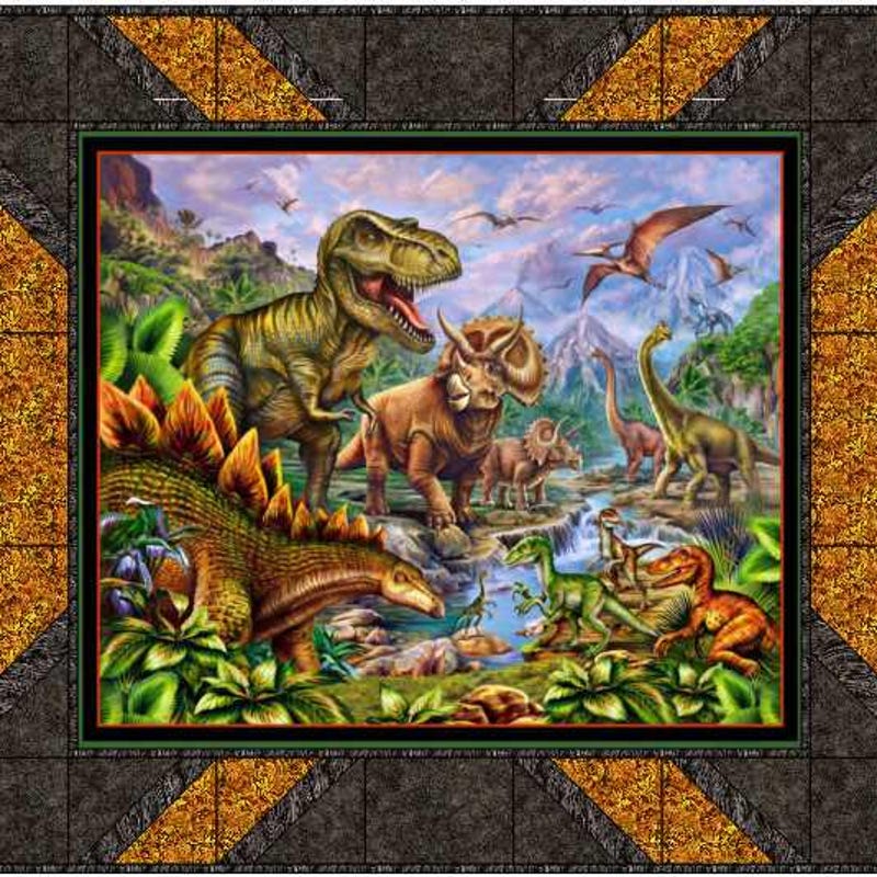 Dinosaur Quilt Panel - Etsy