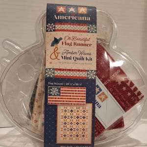 Americana Oh Beautiful Flag Runner and Amber Waves Mini Quilt Boxed Kit ...