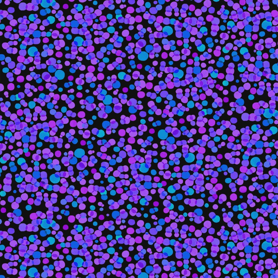 Midnight Bloom Dots Purple and Blue on Black Timeless Treasures 100% ...