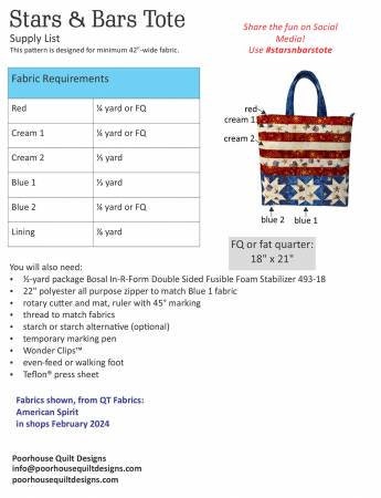 Stars and Bars Tote Pattern From Poorhouse Quilt Designs by Poor ...