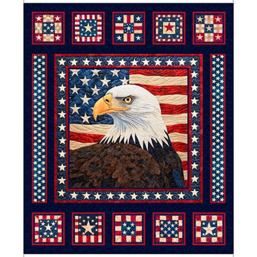 American Tapestry Eagle Panel Multi by Morris Creative for QT Fabrics ...