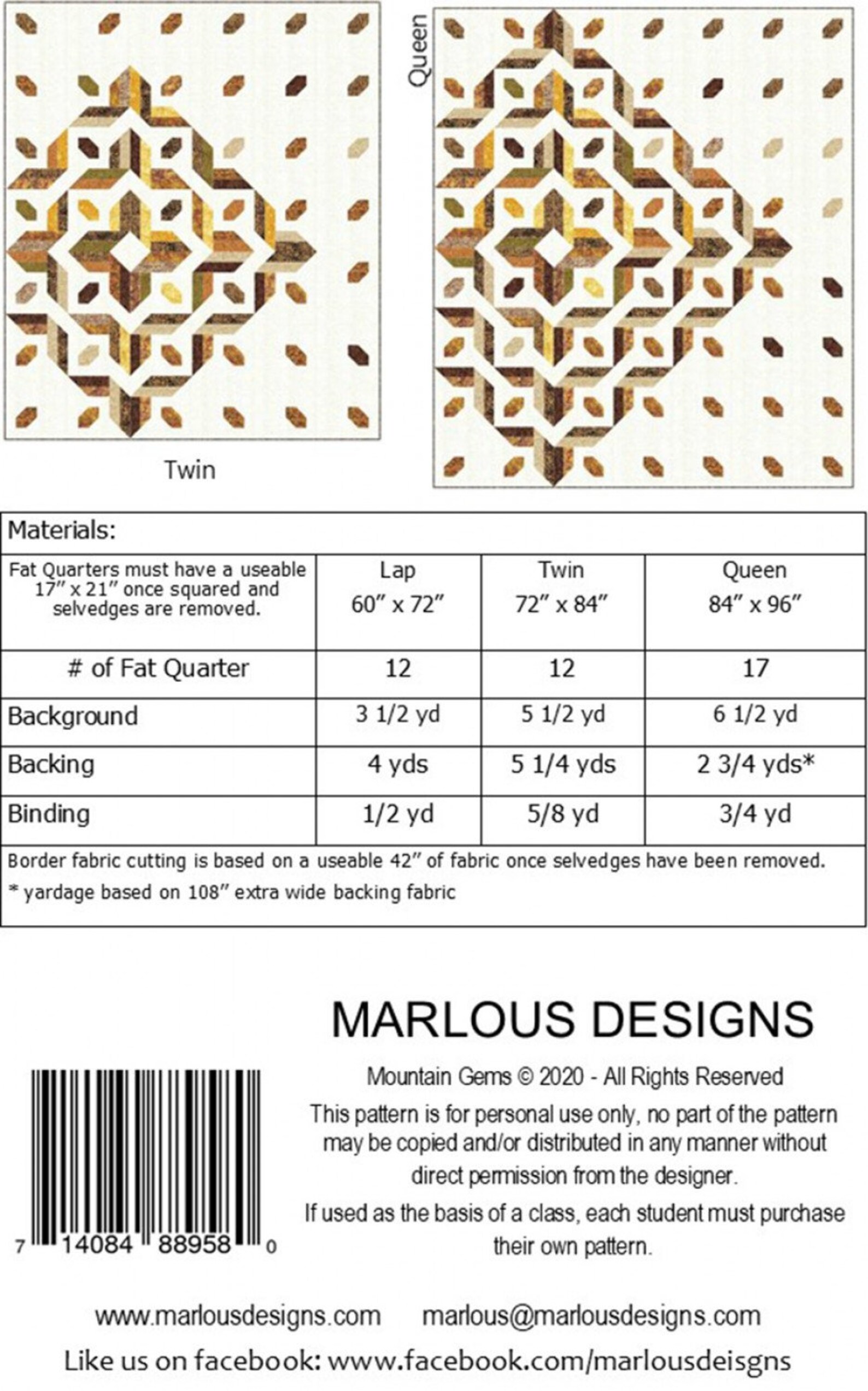 Mountain Gems Quilt Pattern From Marlous Designs - Etsy