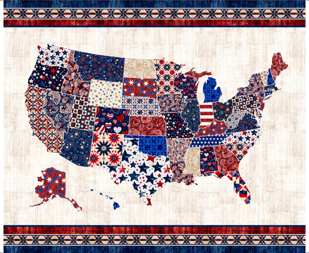 American Tapestry US Map Tapestry Panel 30863 -X MULTI by Morris ...