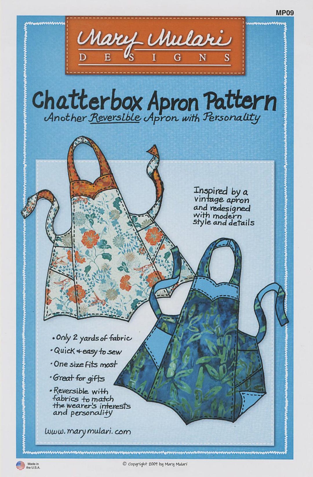 Chatterbox Apron Sewing Pattern - From Mary's Productions by Mary ...