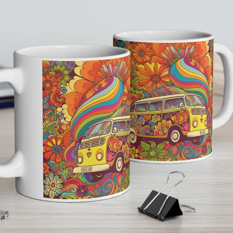 60s Retro Flower Coffee Mug - Etsy