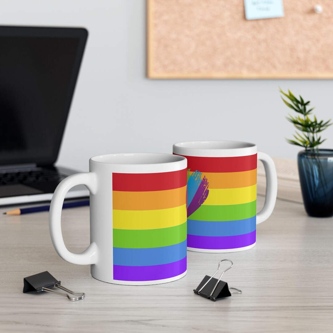 LGBTQ Pride Ceramic Mug, Rainbow Coffee Cup, LGBT Gift, LGBTQ Pride ...