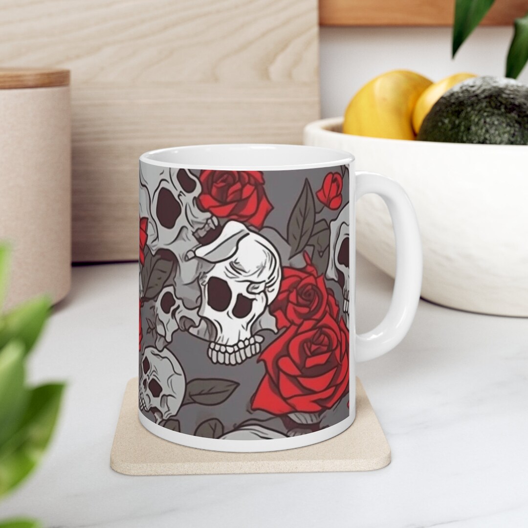 Melting Skulls and Red Roses Ceramic Mug 11oz - Etsy