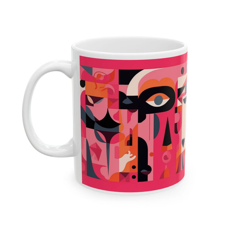 Picasso-inspired Pink Abstract Face Mug | Artistic Ceramic Mug 11oz ...
