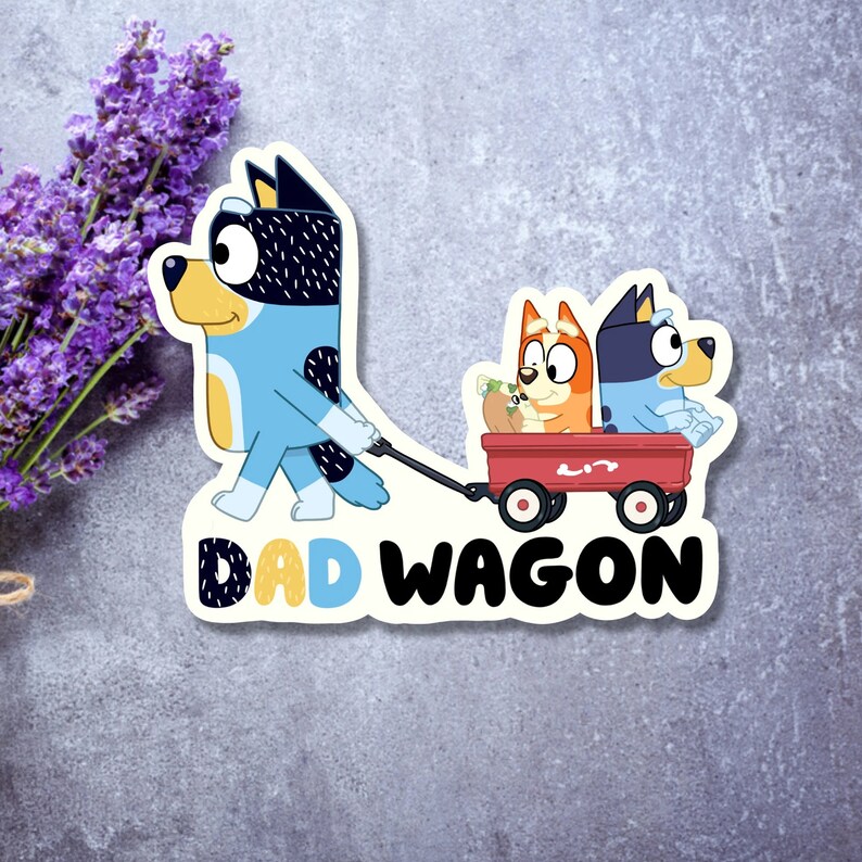 Bluey Dad Wagon Sticker Bluey Dog Sticker, Bluey Stickers Waterproof ...