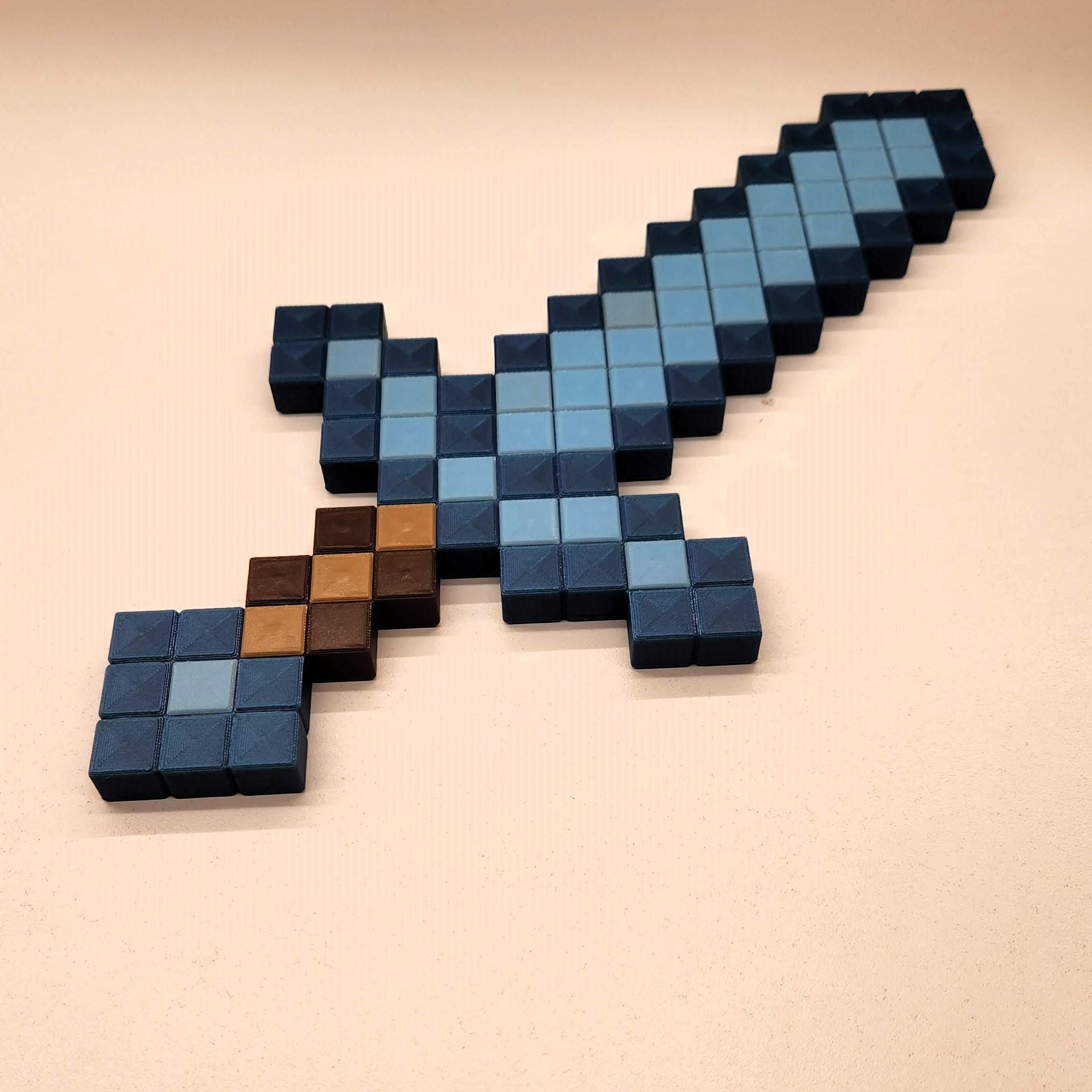 Glow in the Dark Pixelated Diamond Pickaxe | Sword | Axe | Shovel | Hoe ...