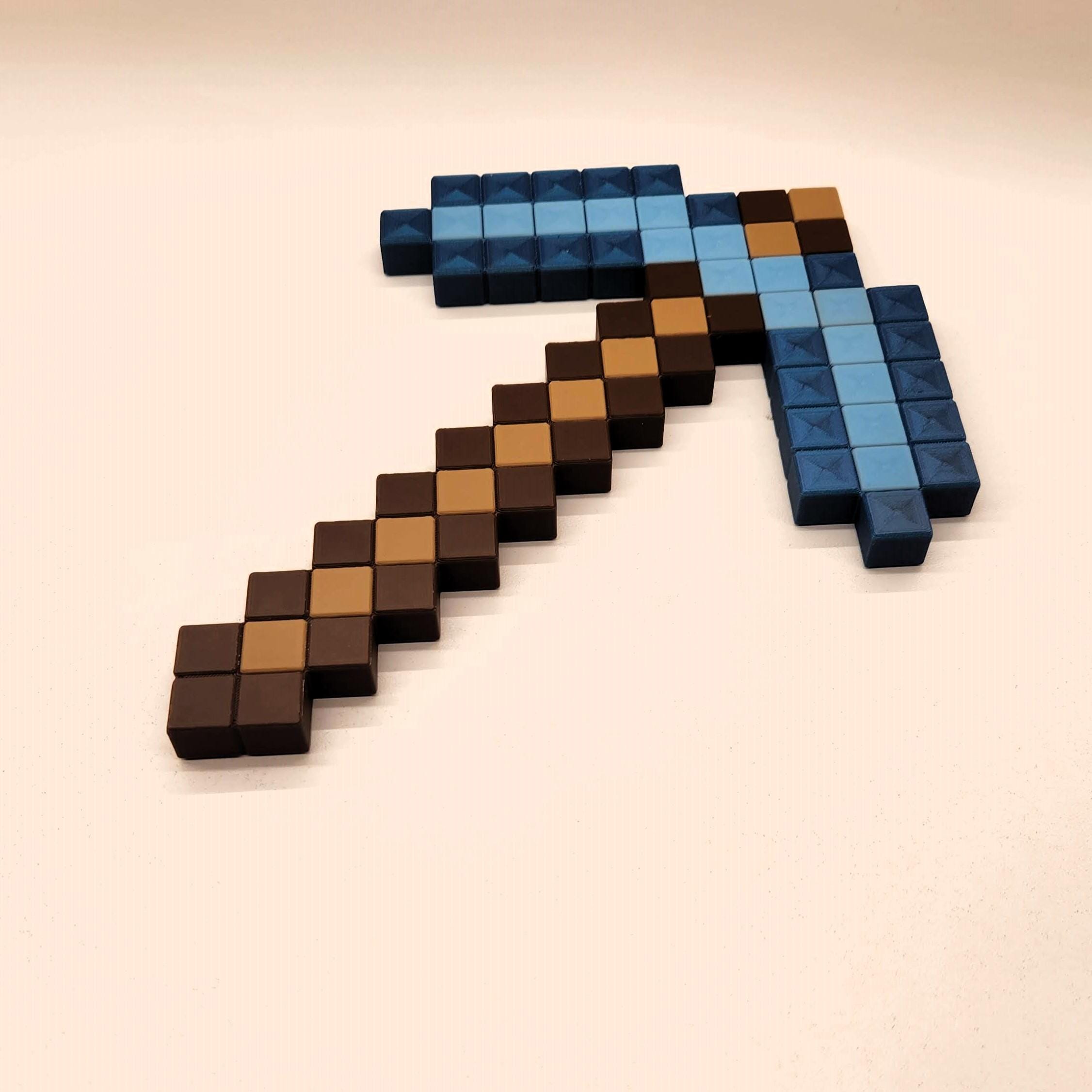 Glow in the Dark Pixelated Diamond Pickaxe | Sword | Axe | Shovel | Hoe ...