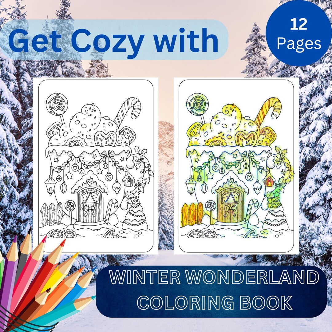 Winter Wonderland Coloring Book Digital Download - 12 Pages PDF Winter ...