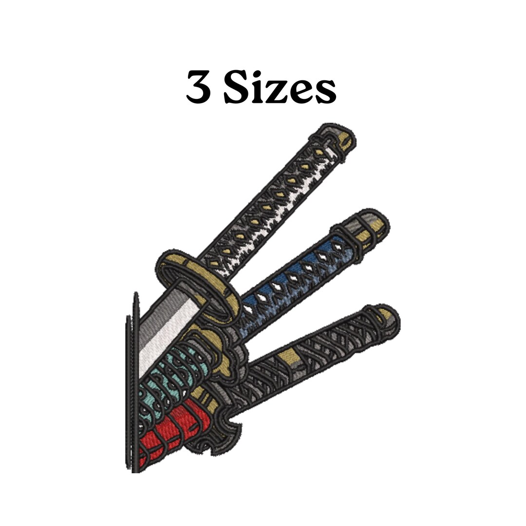 Swords Embroidery Design, Anime Embroidery, Samurai Sword Embroidery ...