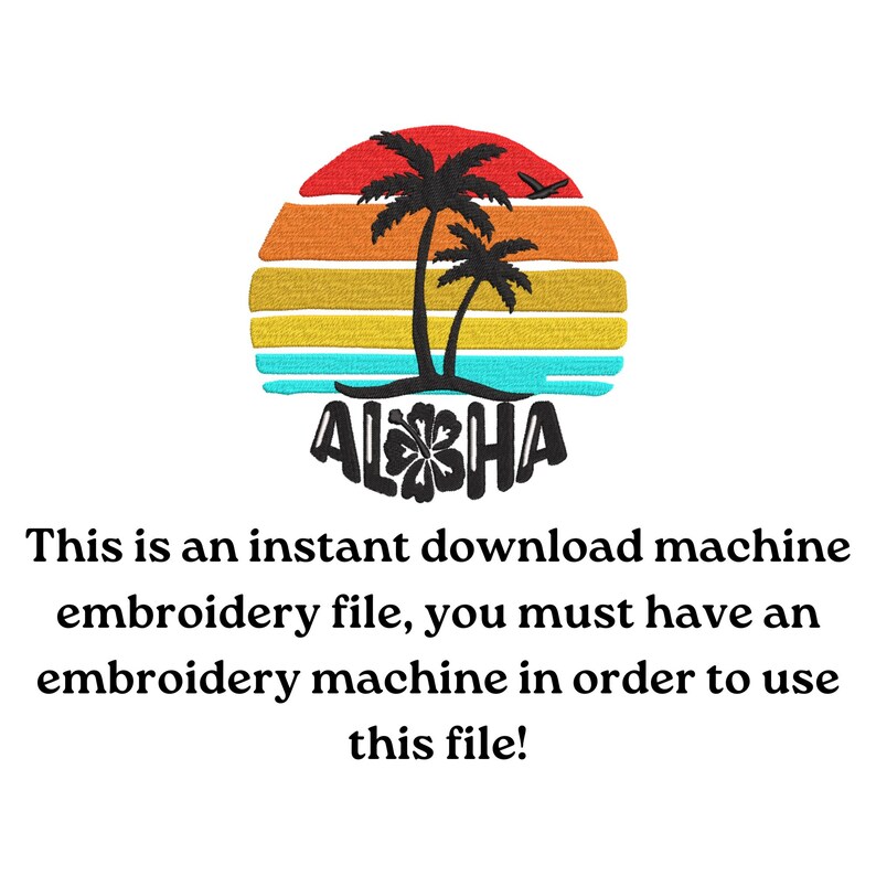 Hawaii Aloha Embroidery Design, Hawaiian Sunset Embroidery, Hawaiian ...
