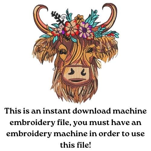 Highland Cow Embroidery Design, Farm Animal Machine Embroidery File ...
