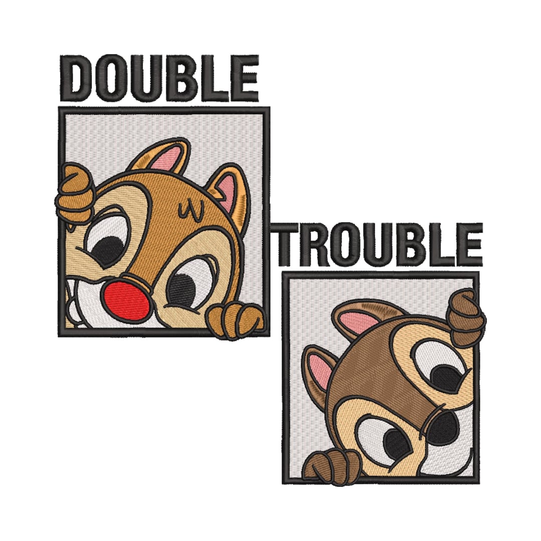 Disney Chip and Dale Double Trouble Embroidery, Disney Couple Matching Embroidery Designs ...