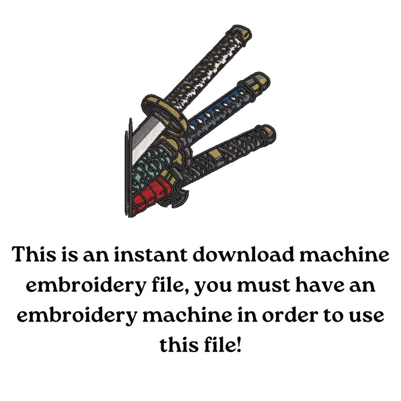 Swords Embroidery Design, Anime Embroidery, Samurai Sword Embroidery ...