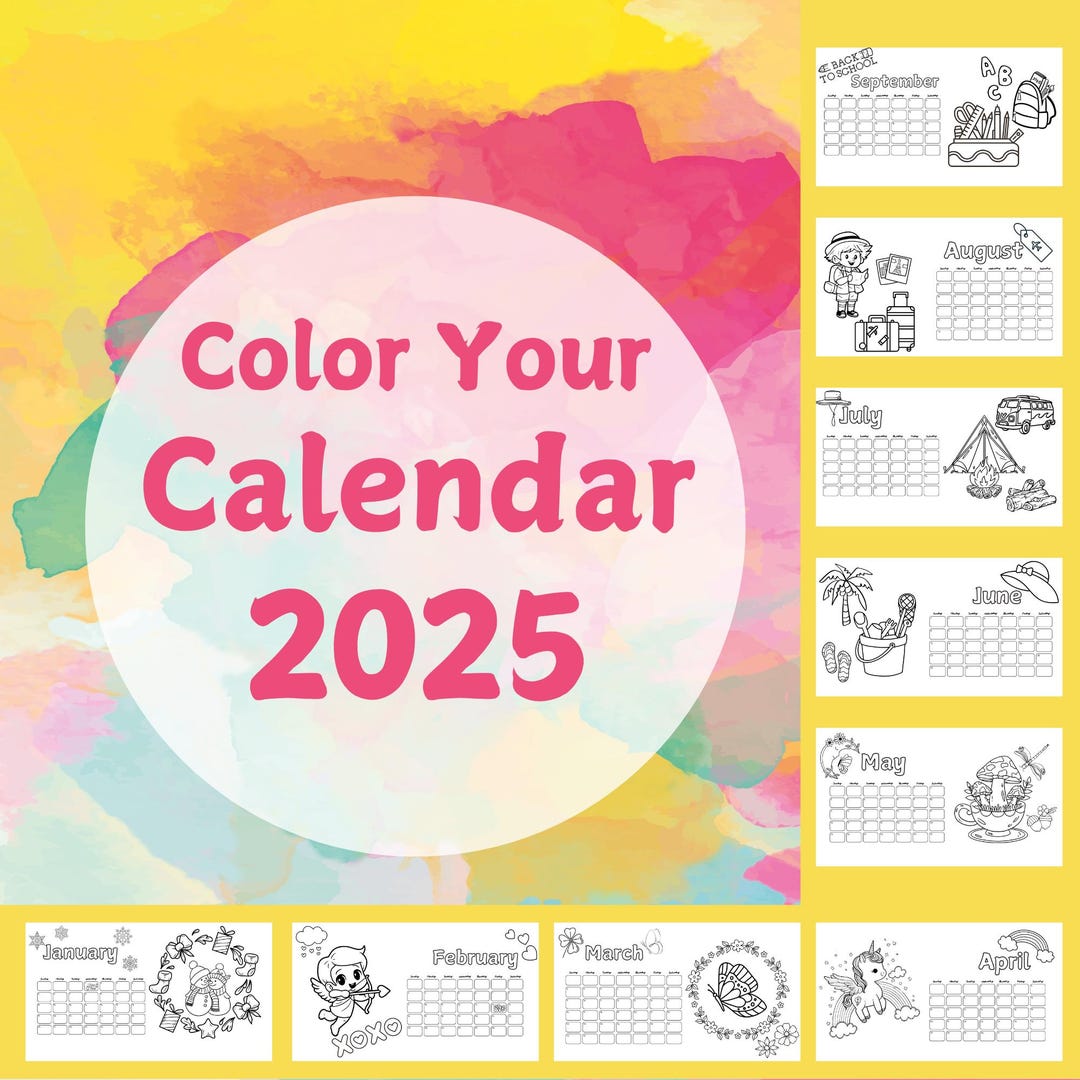 2025 Calendar Printable, Cute Kids Calendar 2025, Wall Calendar PDF ...