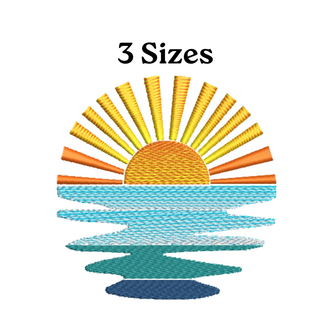 Sunset Rays Reflection Embroidery Design, Sunset Machine Embroidery ...