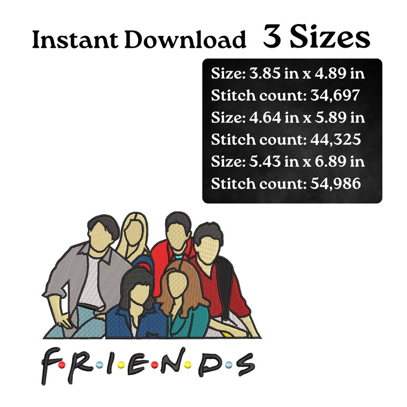 Friends Embroidery Digital Download, Friends-ross, Monica, Chandler ...