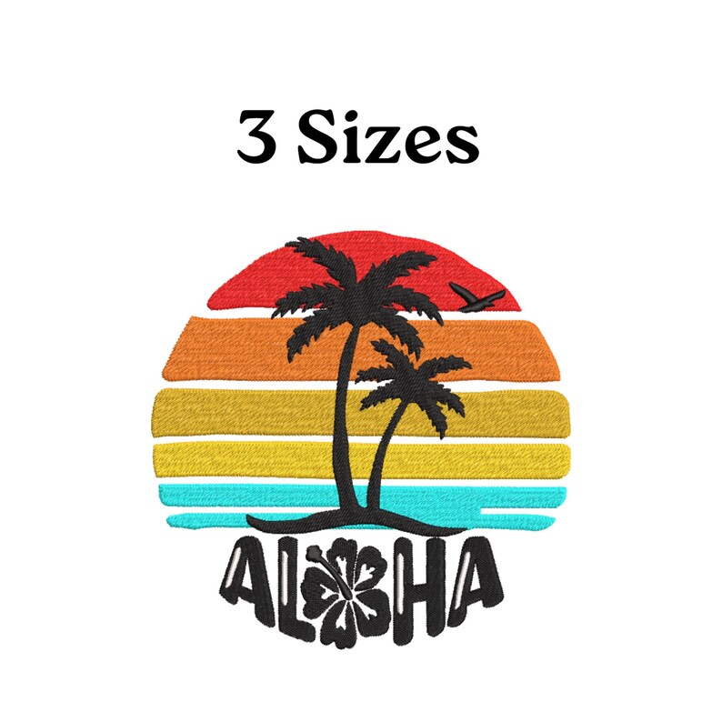 Hawaii Aloha Embroidery Design, Hawaiian Sunset Embroidery, Hawaiian ...