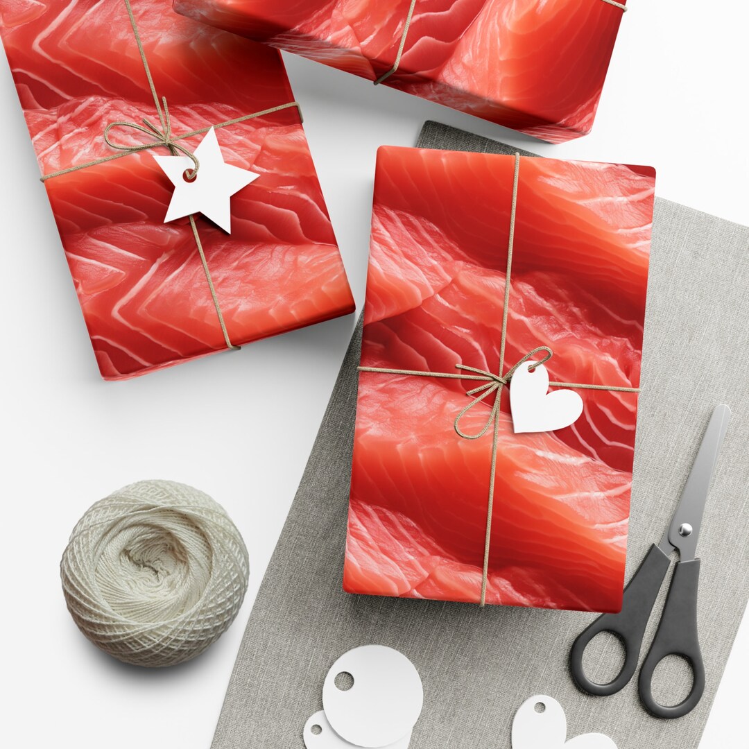 Raw Salmon Gift Wrapping Paper - Style 1 - Etsy