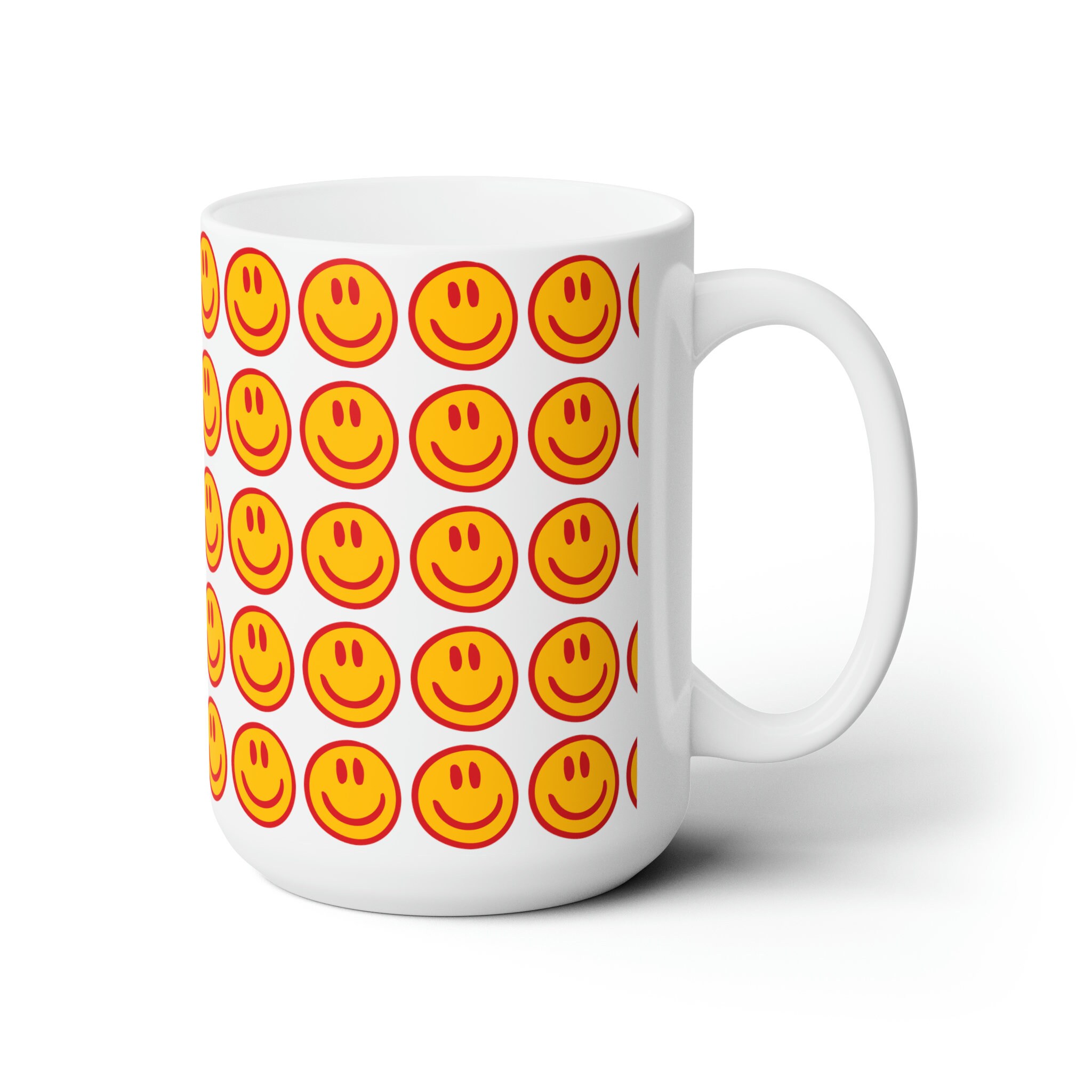 Large Smiley Ceramic Mug - Smily Face Coffee Mug, Happy Face Coffee Cup ...