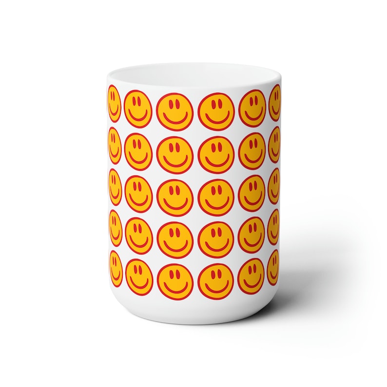 Large Smiley Ceramic Mug - Smily Face Coffee Mug, Happy Face Coffee Cup ...