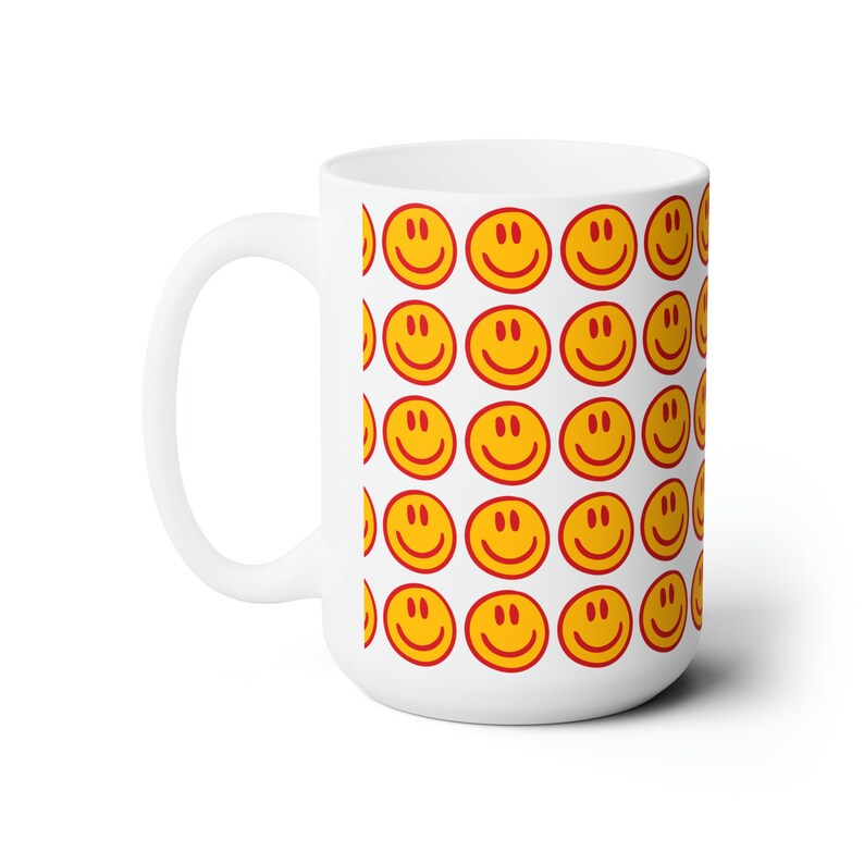 Large Smiley Ceramic Mug Smily Face Coffee Mug, Happy Face Coffee Cup ...